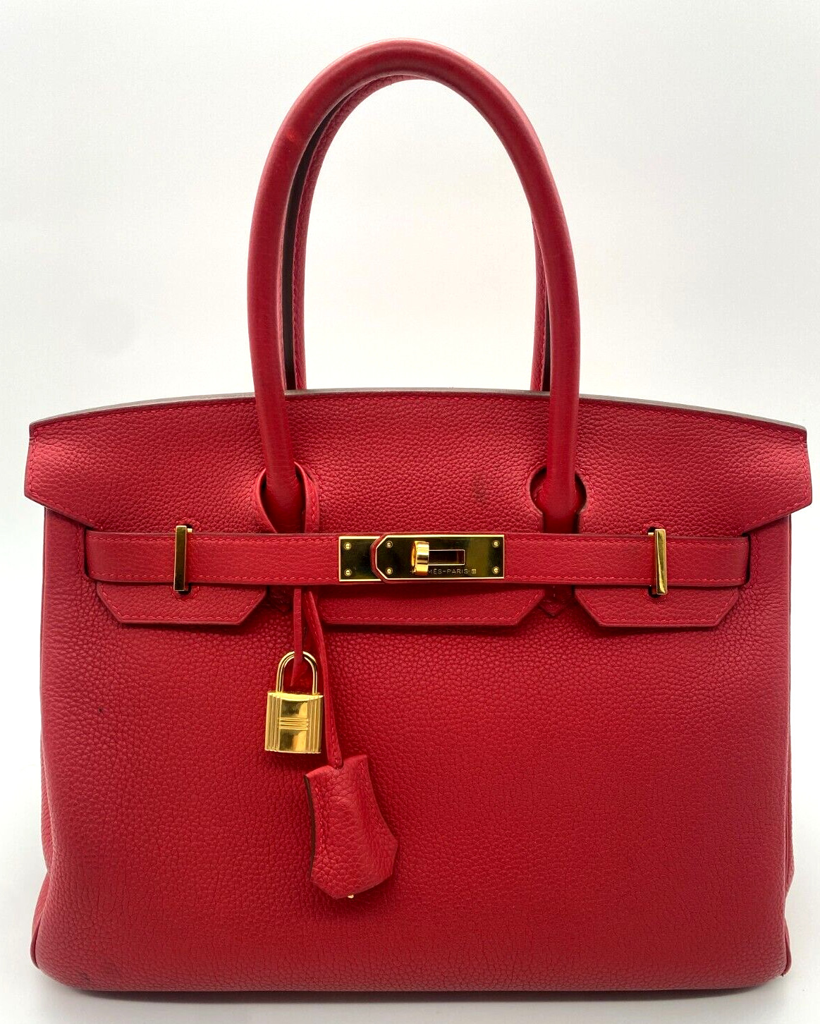 HERMÈS Birkin 30 Togo Lipstick Red Calf Leather - Gol… - Gem