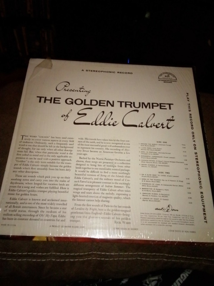 Eddie Calvert The Golden Trumpet LP 1960 ABC-Paramount ABCS-319 Stereo ...