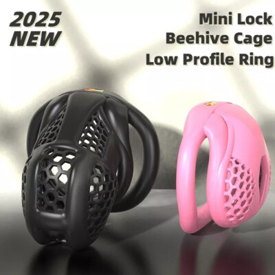NEW Beehive Pro Breathable Cage Male Chastity Device Mini Lock 2 Type Rings Man | eBay