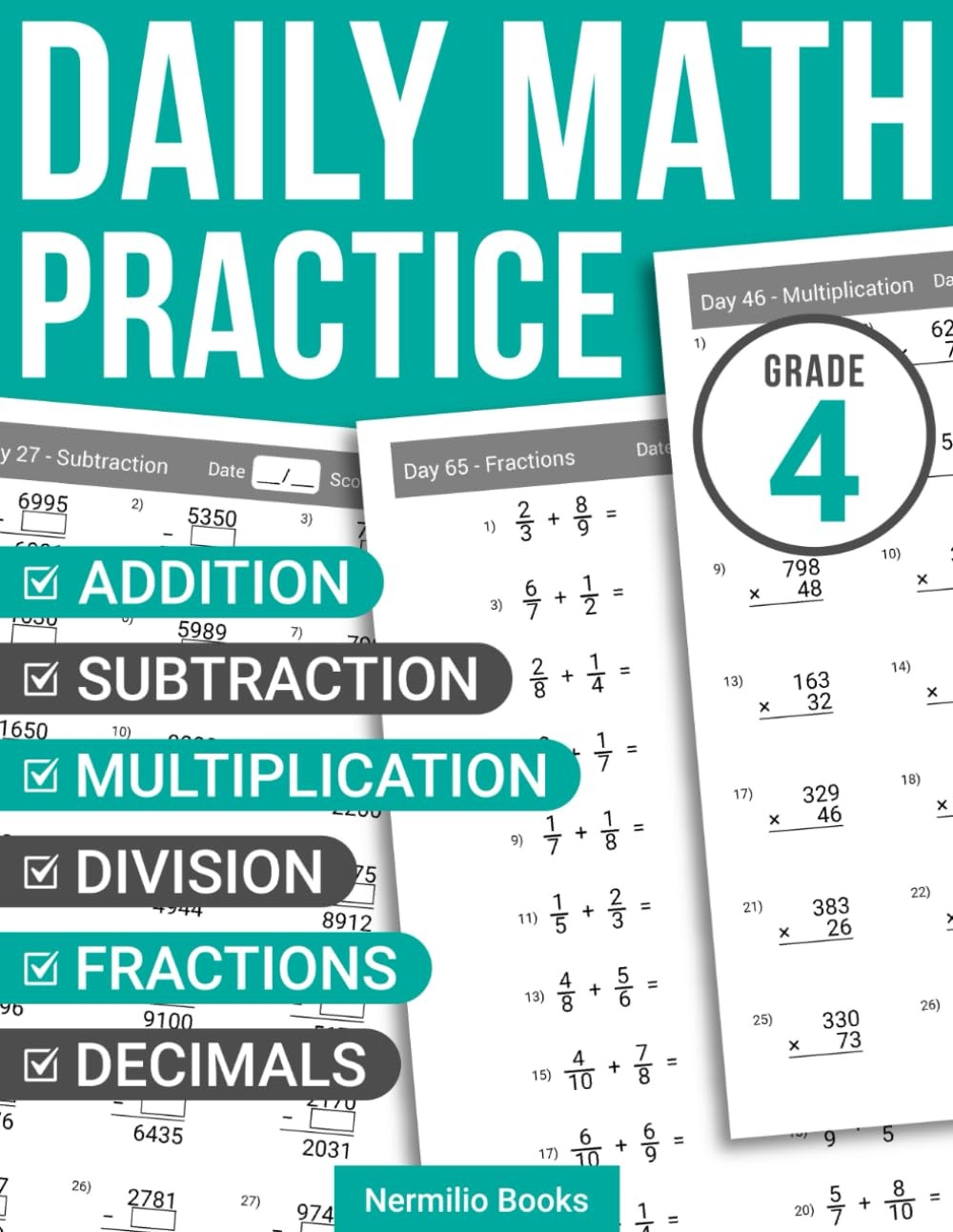 Daily Math Practice Grade 4: Addition, Subtraction, Multiplication ...