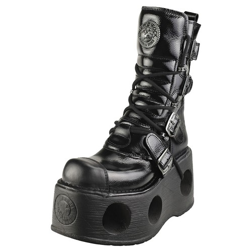 New Rock Unisex Patent Spring Neptuno Plattformstiefel Schwarz - 36 EU ...