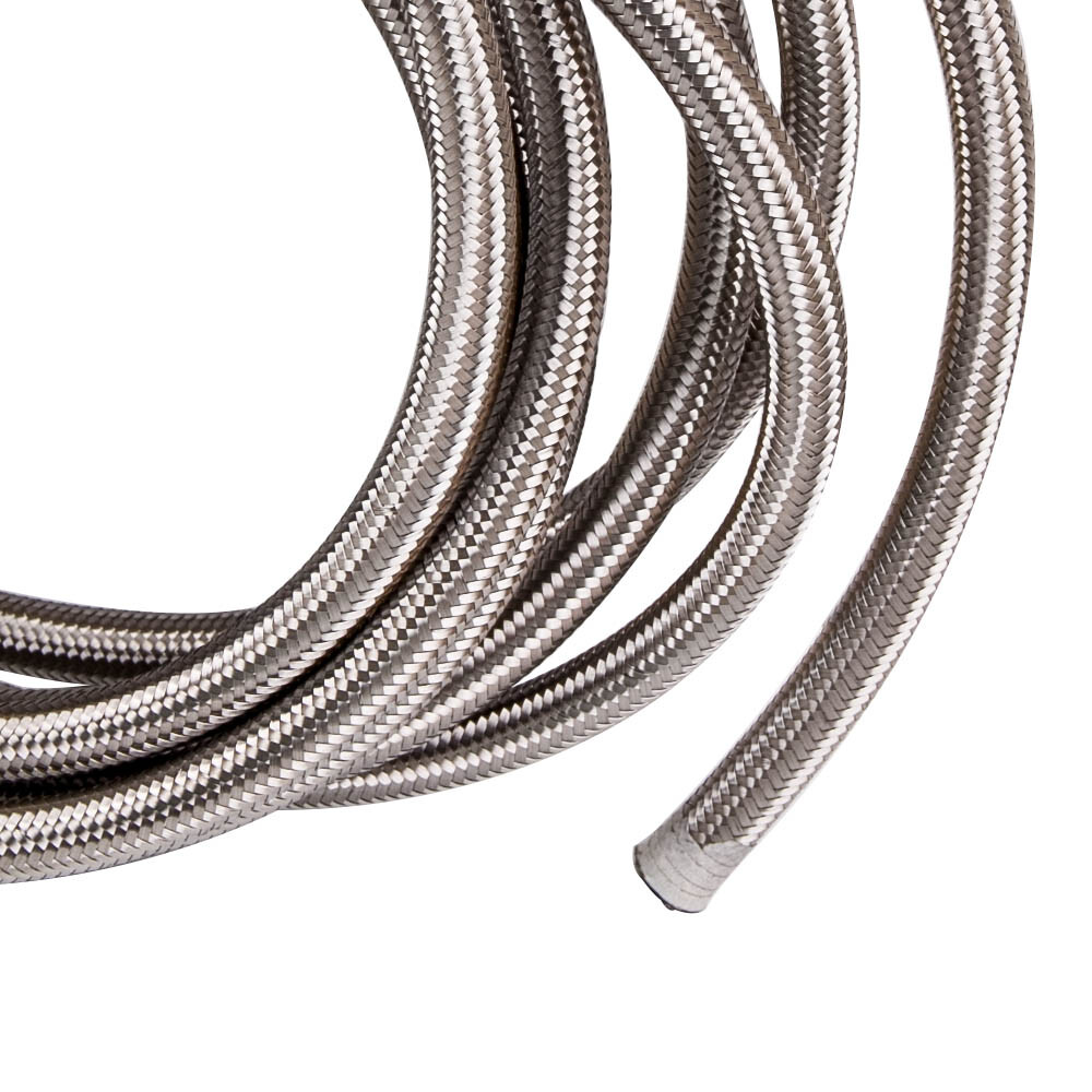8 AN AN8 Nylon Stainless Steel Braided Fuel / Oil Line Hose 20 Feet 6M ...