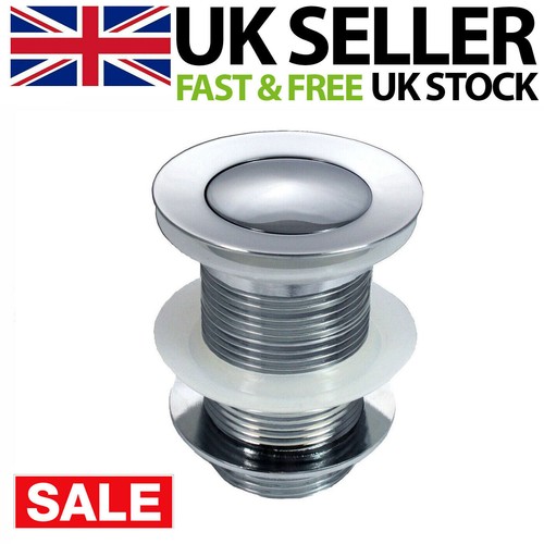 CHROME UNSLOTTED CLICK CLACK BASIN SINK TAP PUSH BUTTON WASTE DISC POP ...