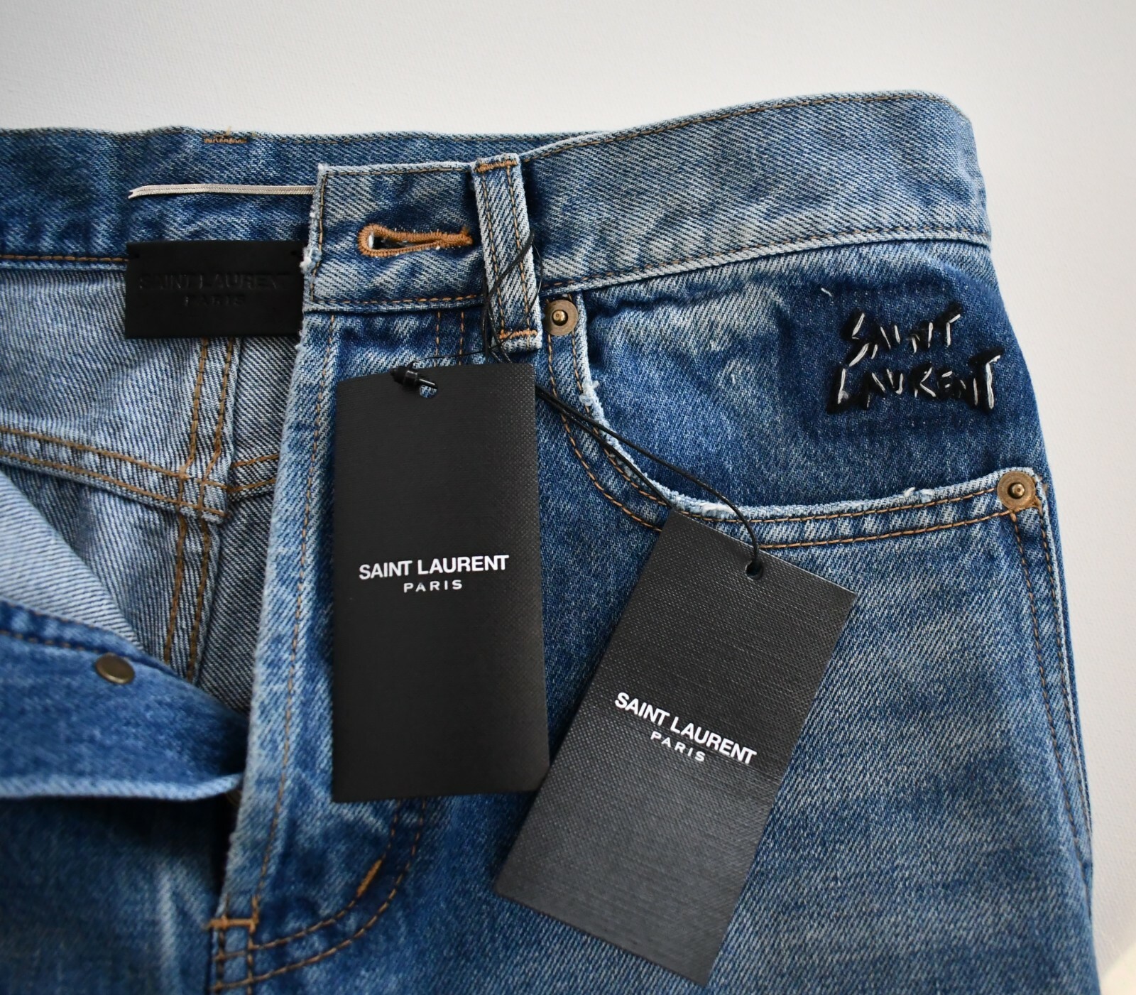 🆕️ SAINT LAURENT Paris D14 M/SL-LW Vintage Blue SLIM Fit LOW WAIST ...