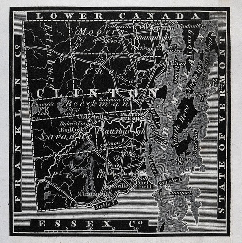 1836 Gordon Map Clinton County New York Plattsburgh Keeseville Lake ...