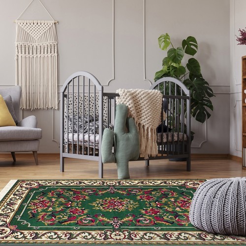 Rectangular Area Rug 7' 6" x 5' 3" Green Polypropylene | Renovator's ...