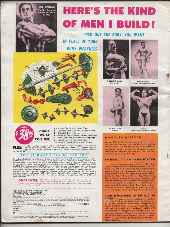 Muscle Builder Magazine November 1955 Joe Weider Jerry Ross | eBay
