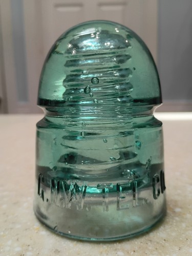 CD 145 50 G.T.P. G.N.W. TEL. CO ? blue teal aqua glass "beehive ...