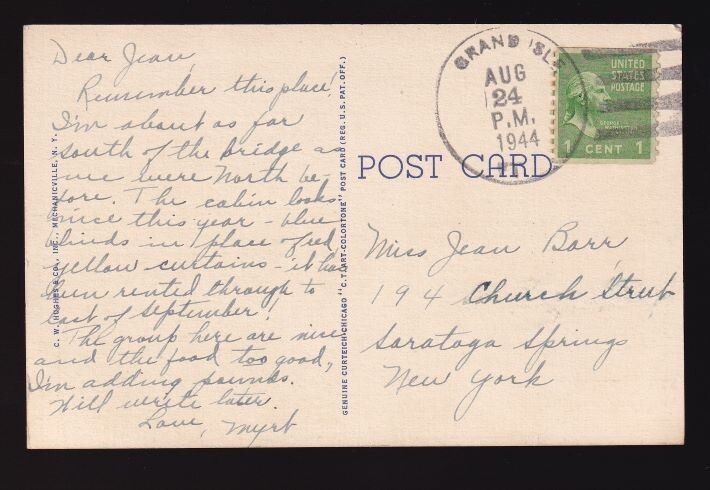 [82513] 1944 POSTCARD GRAND ISLE BRIDGE, between NORTH HERO & GRAND ...