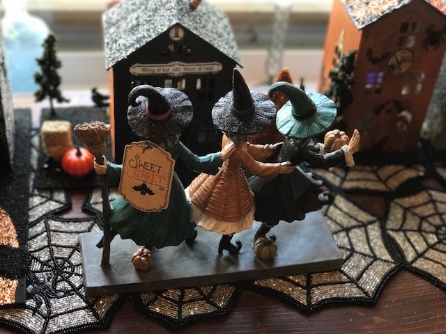 Halloween Witch Trio Witches on the March in Teal with Glitter ...