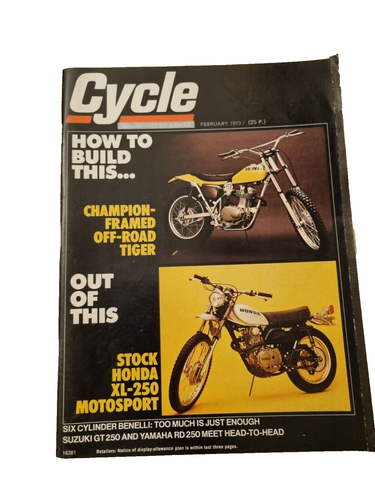 Cycle Magazine February 1973 Six Cylinder Benelli, Suzuki GT 250 ...