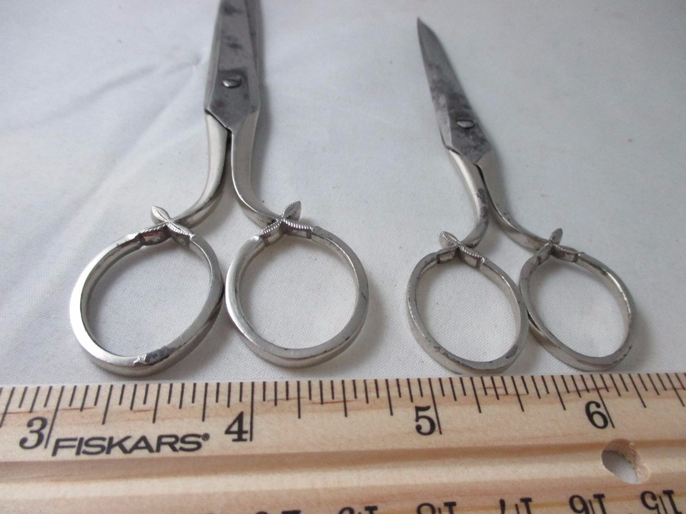Set of 2 Produx Sheffield SCISSORS in Blue Leather SHEATH ; ANTIQUE ...