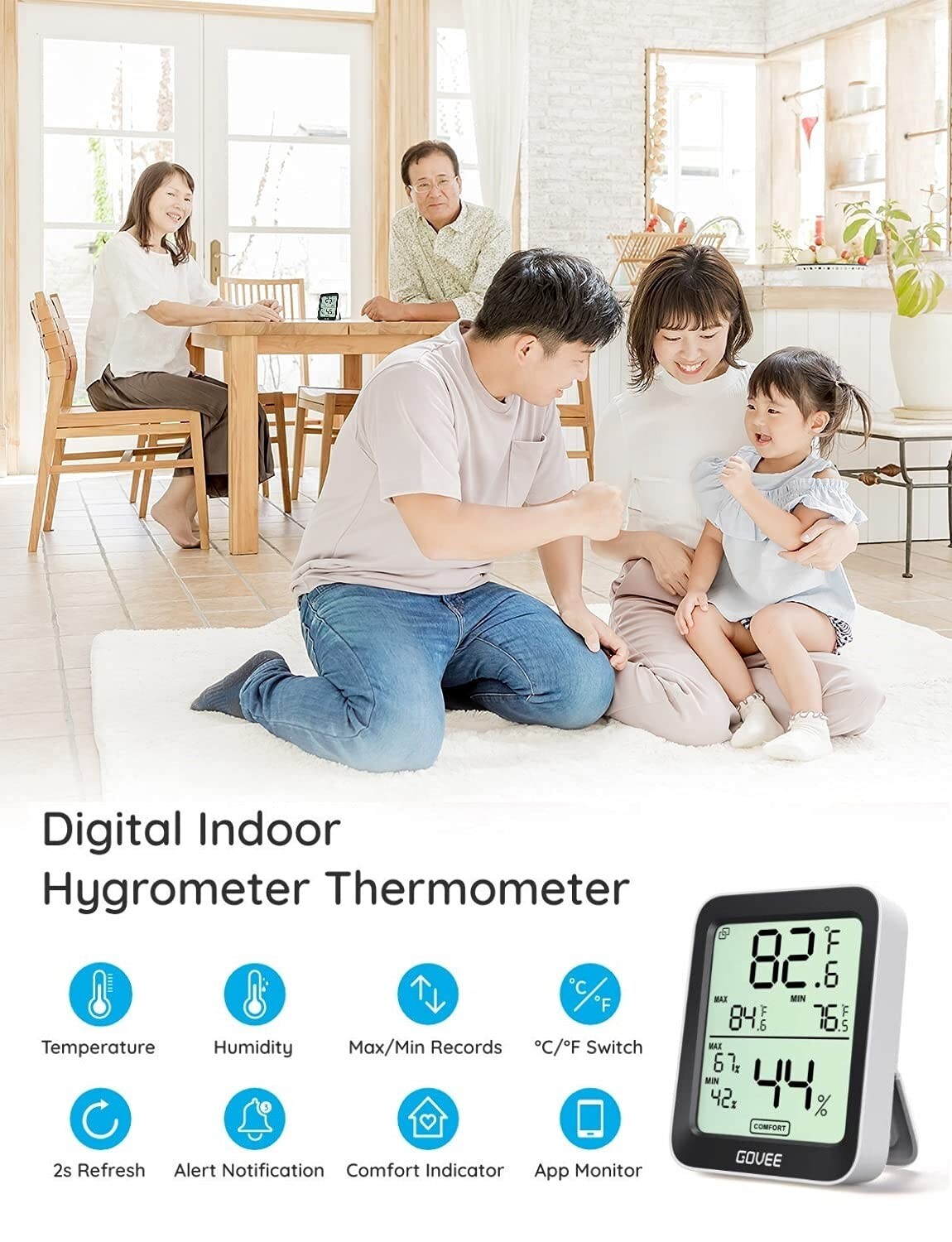 Govee Thermometer Hygrometer, Accurate Indoor Temperature Humidity ...