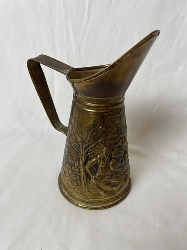 Vintage Brass Pitcher Jug - Made in England, Embossed Pub Scene | eBay