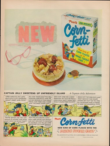 1953 Post Corn Fetti Breakfast Cereal Vintage Print Ad Captain Pirate ...