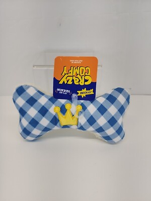 Joy Hound Crazy Comfy Bone Crown Blue Plush Squeak Toy Dog | eBay