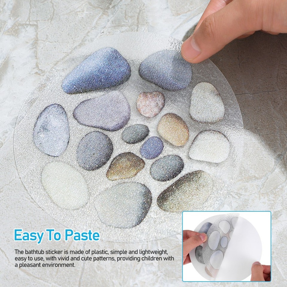 12 Sheets Non Slip Shower Stickers Stone Bathtub Stickers Adhesive Anti ...