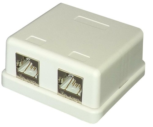 CAT 6A SURFACE MOUNT SOCKET, 2 PORT, LAN CATEGORY CAT6A, MODULAR ...