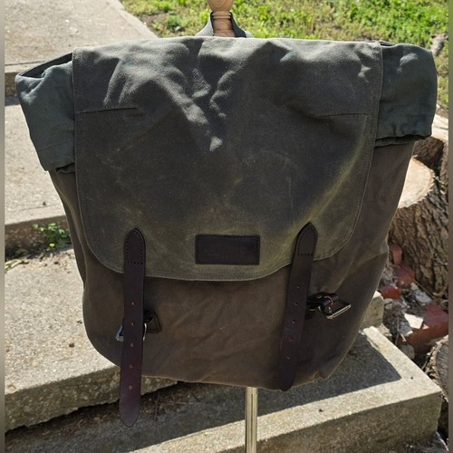 Filson Vintage Ranger Backpack Green Rugged Twill Leather Bridle Straps ...