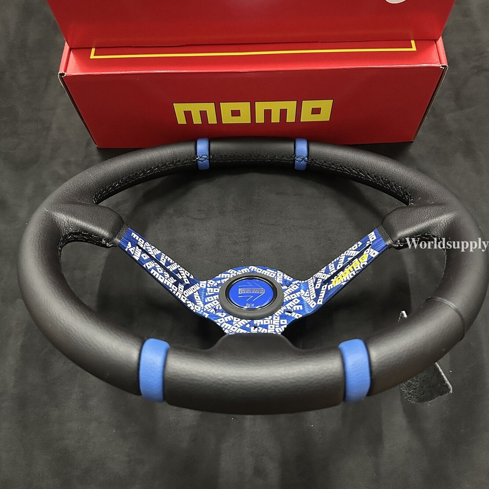 Momo ULTRA 350mm 14''Deep Dish Genuine Leather Racing Car Sport ...