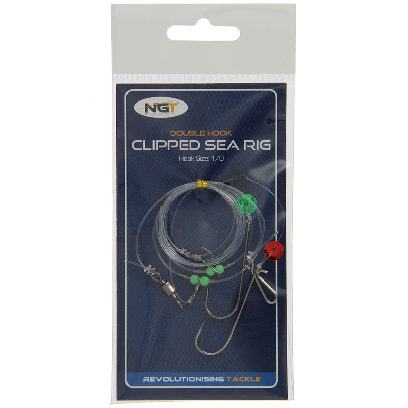 7x Sea Fishing Rigs Flapper Pulley Rig Double & Single Hook Clipped Cod ...