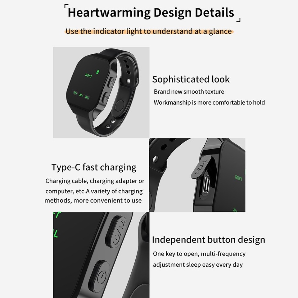 3X(Electric EMS Sleep Aid Watch,Motion Sickness Bands Relieve Nausea ...