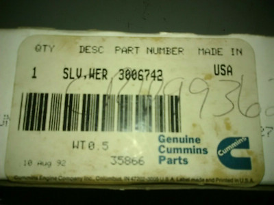 NOS N14 Cummins Front Crank 3006742 Speedy Sleeve Wear Ring | eBay