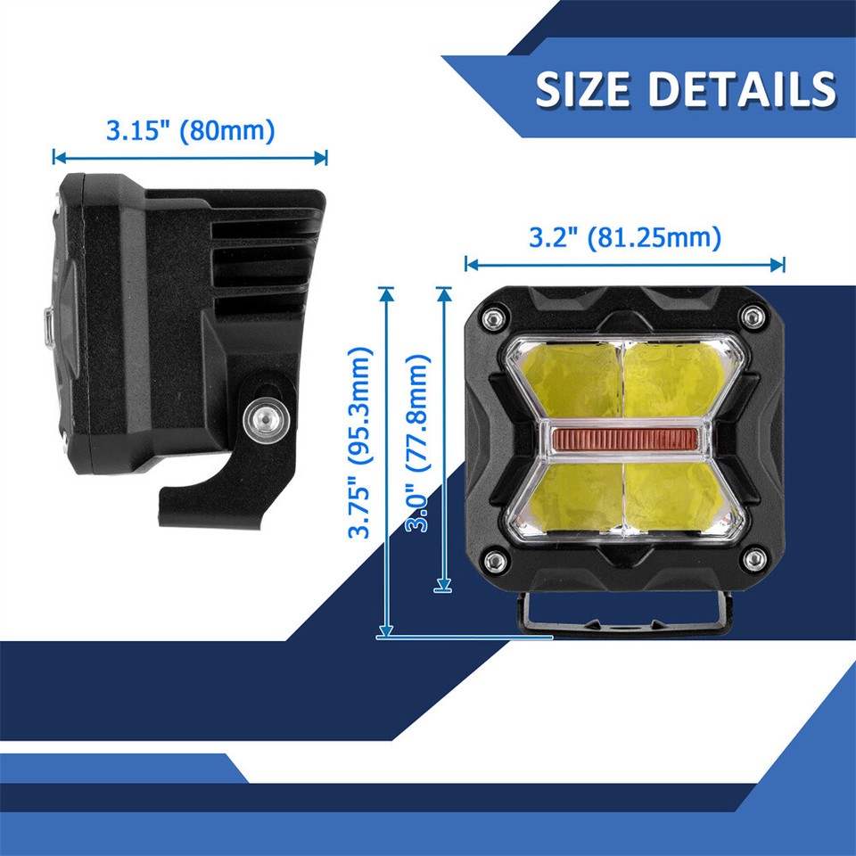 3'' Amber White Strobe Light Ditch Mount DT Wire Kit For Toyota Tundra ...