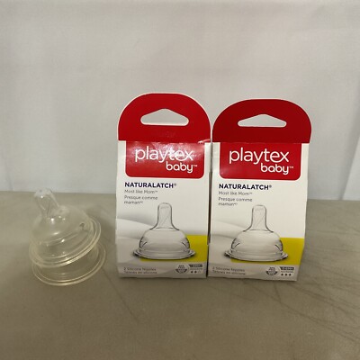 Playtex Nurser Drop In Bottle Nipples Naturalatch Slow Medium Fast lot ...