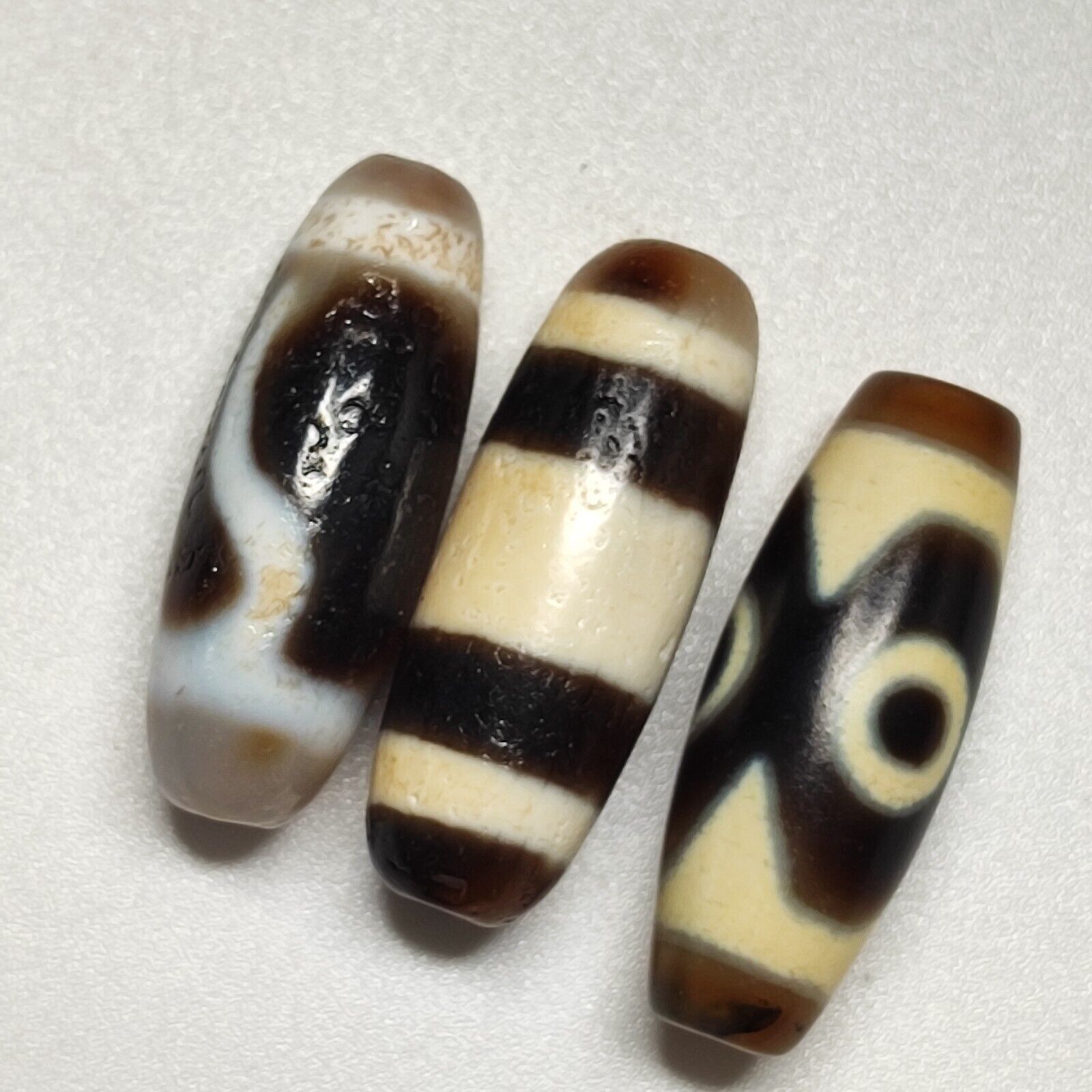 Lot 3 Powerful Unique patterns Antique Tibetan Agate Dzi Bead Amulet ...