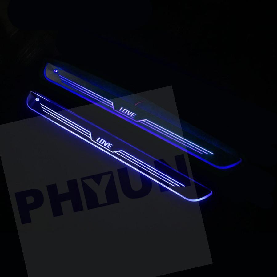 2PCS Blue LED Front Door Sill scuff Cover induction moving light ...