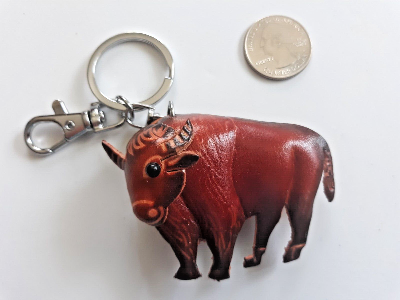 Hand Crafted Leather Buffalo Key Ring Purse Charm New In Package | eBay