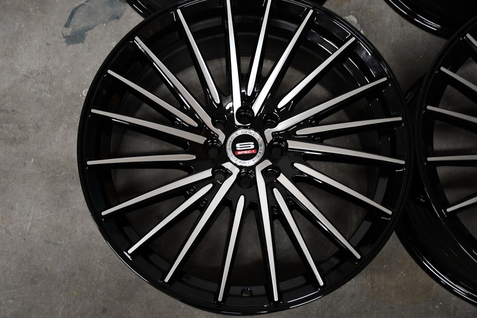 Set 4 18x8 Spec-1 SP-68 Gloss Black Machined Wheels 4x100 4x4.5 38mm ...