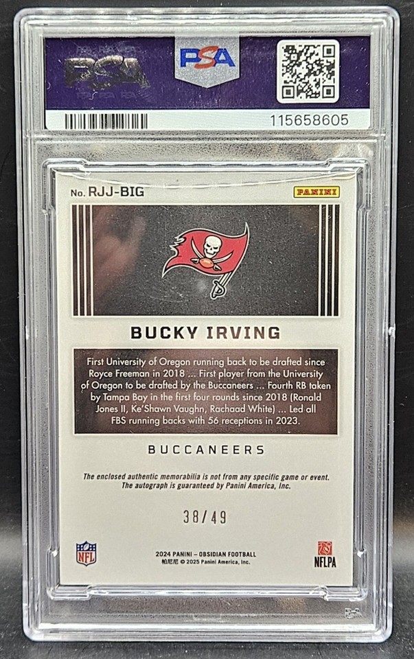 2024 Bucky Irving Obsidian Purple 38/49 RPA! Three Color Patch Bucs ...