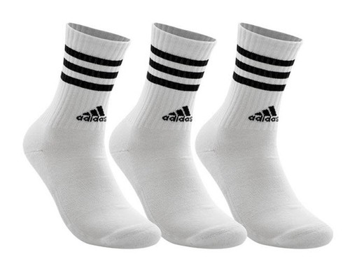 Adidas Men 3-Stripe Crew 3 Pairs Ankle Socks White 3PP Tennis Casual ...