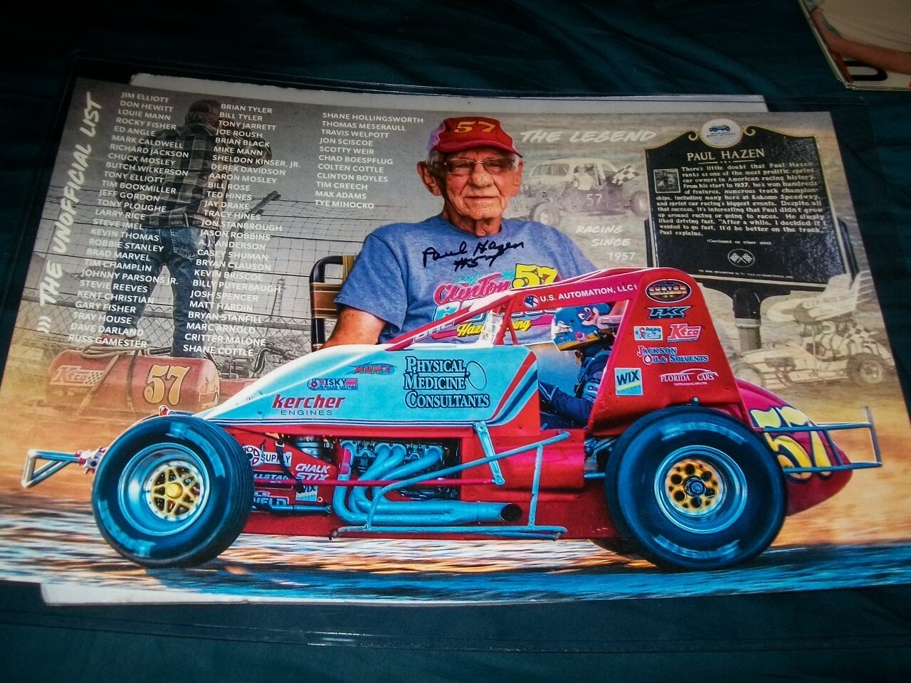 Signed 11x17 Photo PAUL HAZEN #57 National Sprint Car Hall of Fame USAC ...