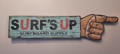 surfing sign beach surfing painted rustic | eBay