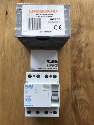 GET 100 Amp 30mA RCD RCCB 3 Phase 4 Pole 100.R304P Schupa | eBay UK