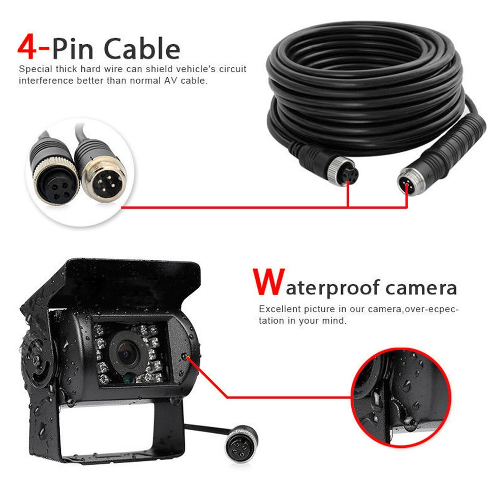 7" QUAD SPLIT MONITOR SCREEN 4x REAR VIEW BACKUP CCD CAMERA SYSTEM FOR ...