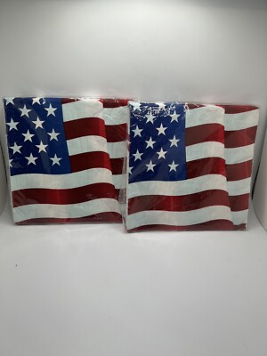 Lot Of 2 USA Flag Luncheon Napkins Amscan Cocktail Stars 13x13 Red ...