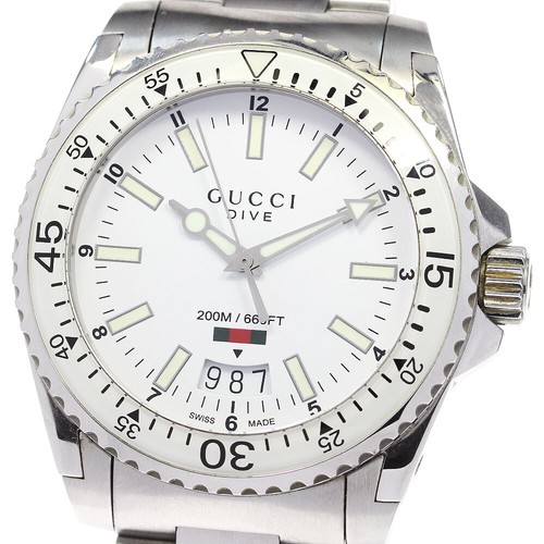 GUCCI Dive YA136302/136.3 Date white Dial Quartz Men's Watch_832797 | eBay