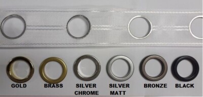 1-25M Curtain Header Heading Tape with Rings 40mm Plastic Eyelets ...