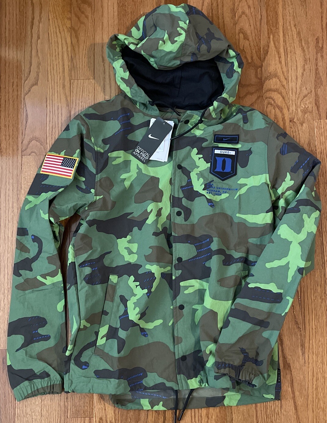 Men's Nike Camo Duke Blue Devils Hoodie Snap Military Jacket NWT Medium ...