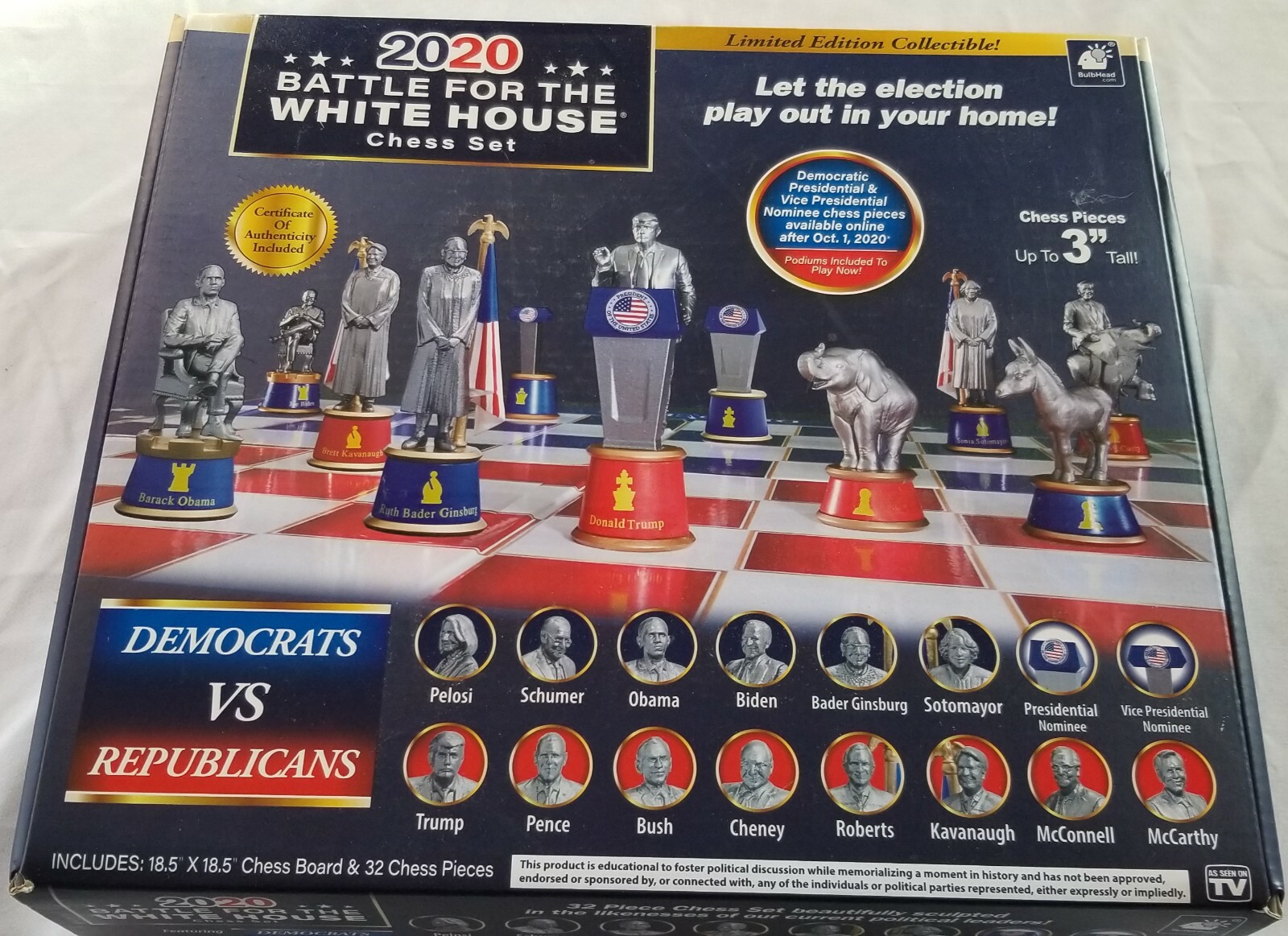 Complete 2020 Battle For The White House Chess Set w/ Trump, Pence, and ...