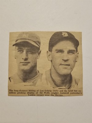 Lou Gehrig Yankees Ed Wells Tigers 1929 Baseball Picture Panel | eBay