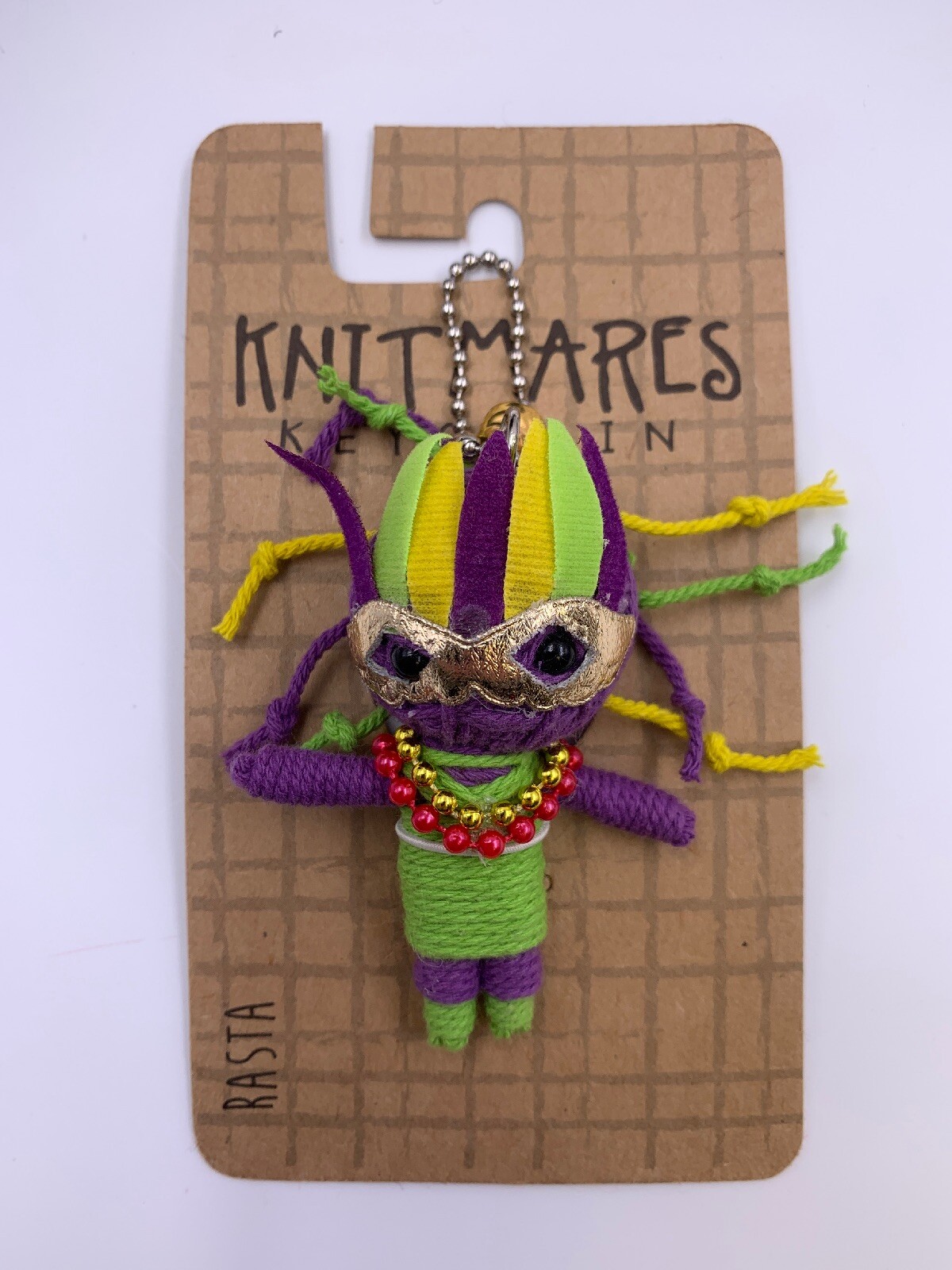 Knitmares MARDI GRAS RASTA HALLOWEEN Yarn Keychain One Of Kind Backpack ...