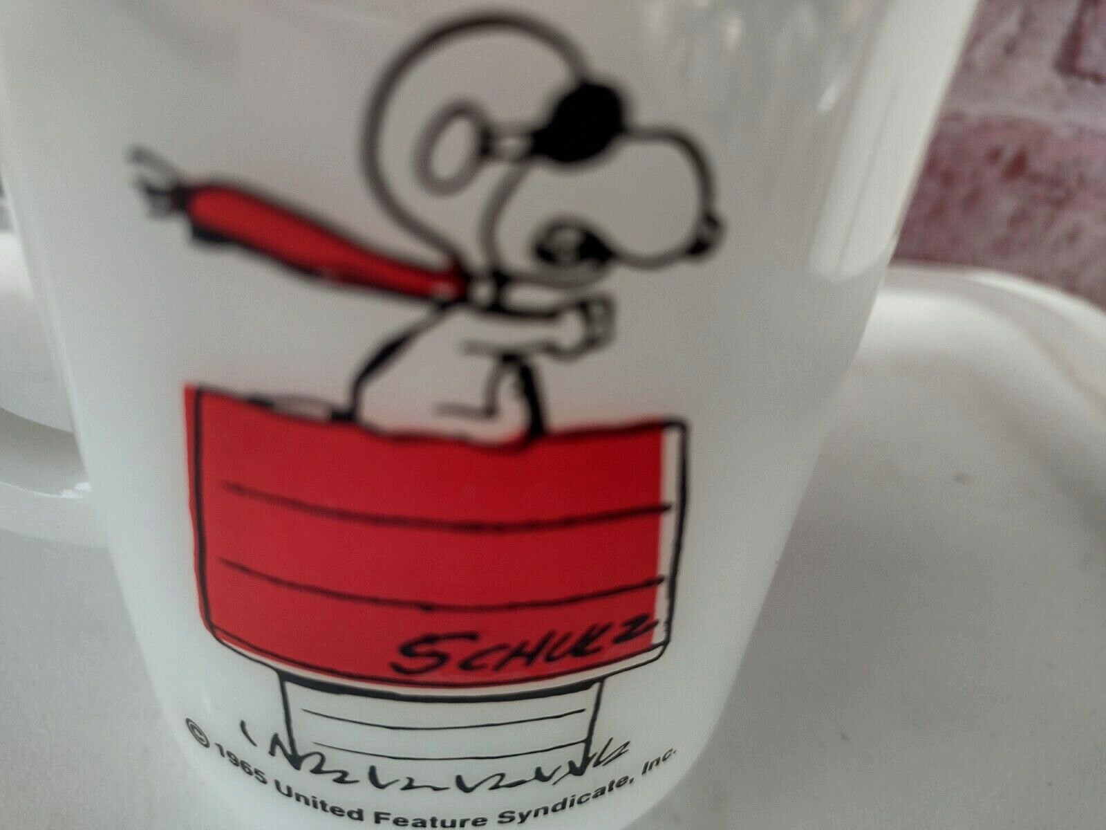 Vintage 1965 Peanuts Snoopy CURSE YOU RED BARON! Mug Fire King Anchor ...
