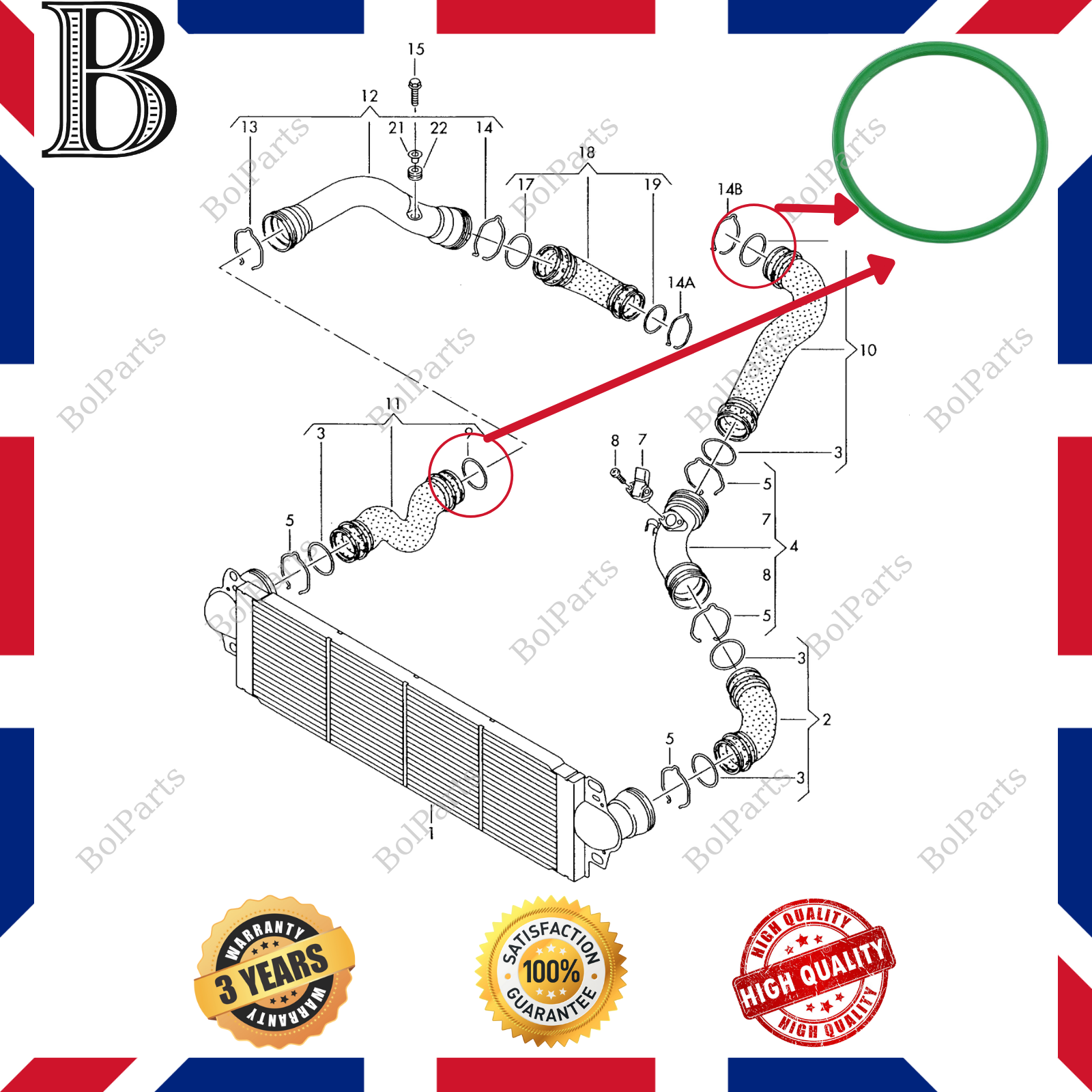 Intercooler Turbo Hose Seal O-Ring for AUDI VW SEAT SKODA VAG 57.85mm ...