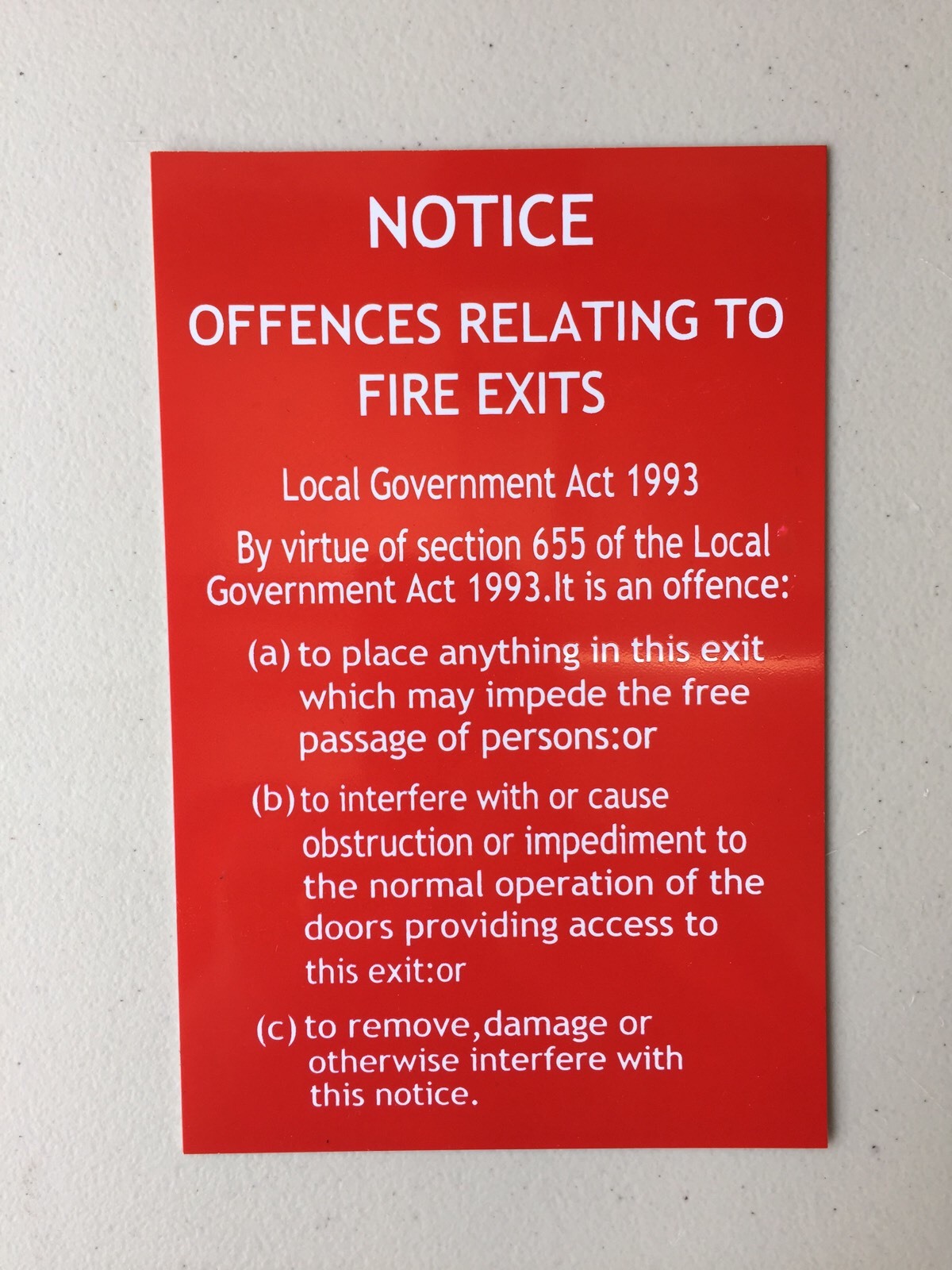 Fire Exit Sign Offences Relating To Fire Exits | eBay Australia