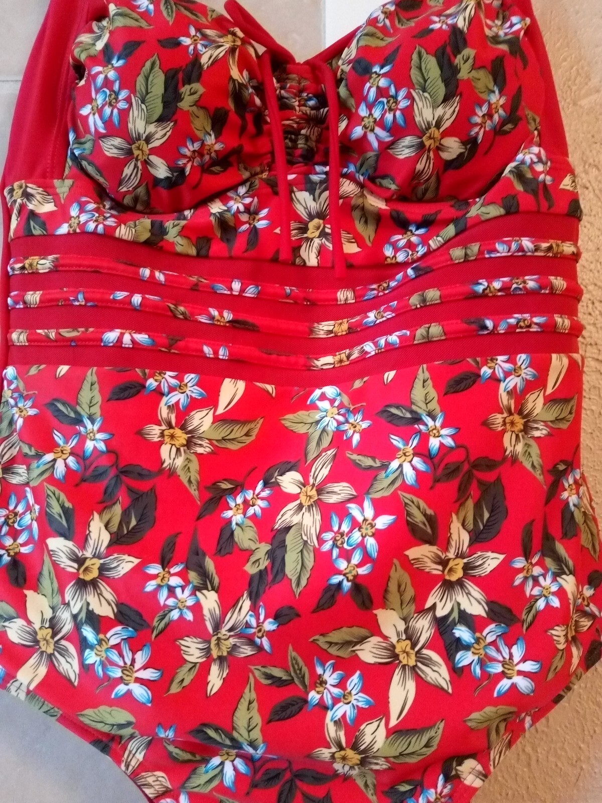 Zulily Doris Red Floral Cutout-Back One-Piece Swimsuit-Adjustable ...